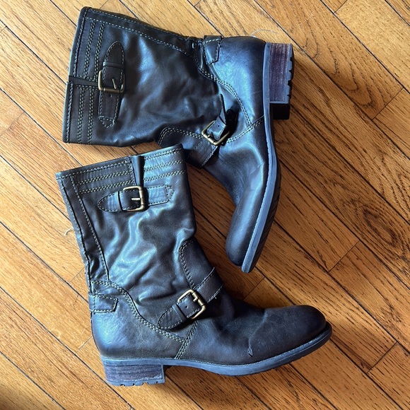 Franco Sarto | Shoes | Franco Sarto Dark Green Leather Motorcycle Boots ...